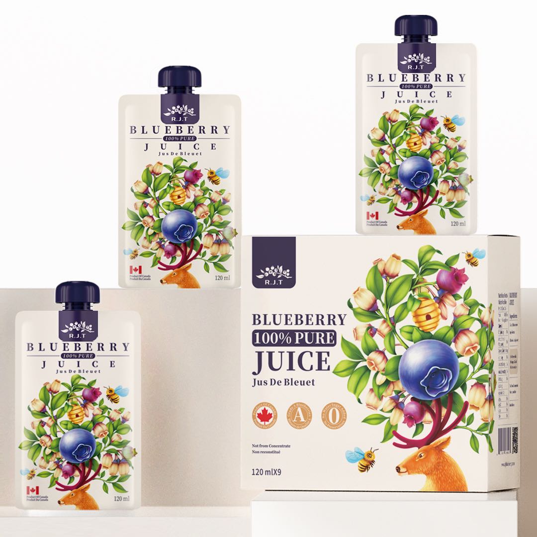 RJT blueberry 100% Pure Juice-120ml*9 bags – R.J.T. Blueberry Park Inc.